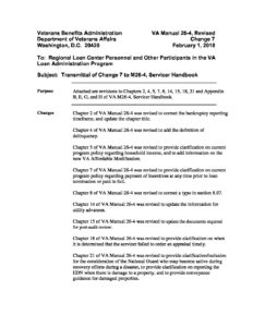 Click here to view the VA Transmittal of Change 7 to M26-4, Servicer ...